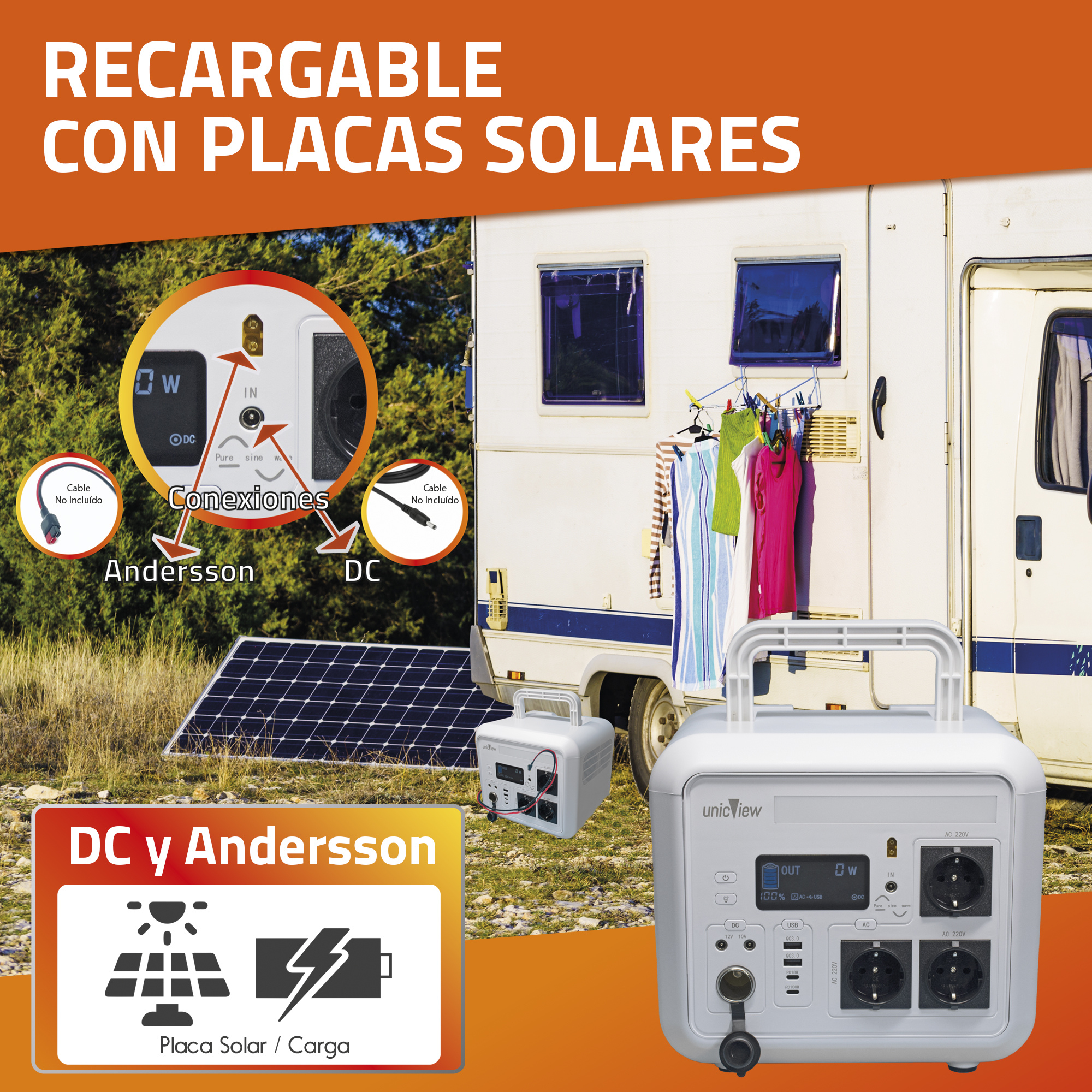Generador solar portatil 1200W Life4po de Onda pura > Generadores ...